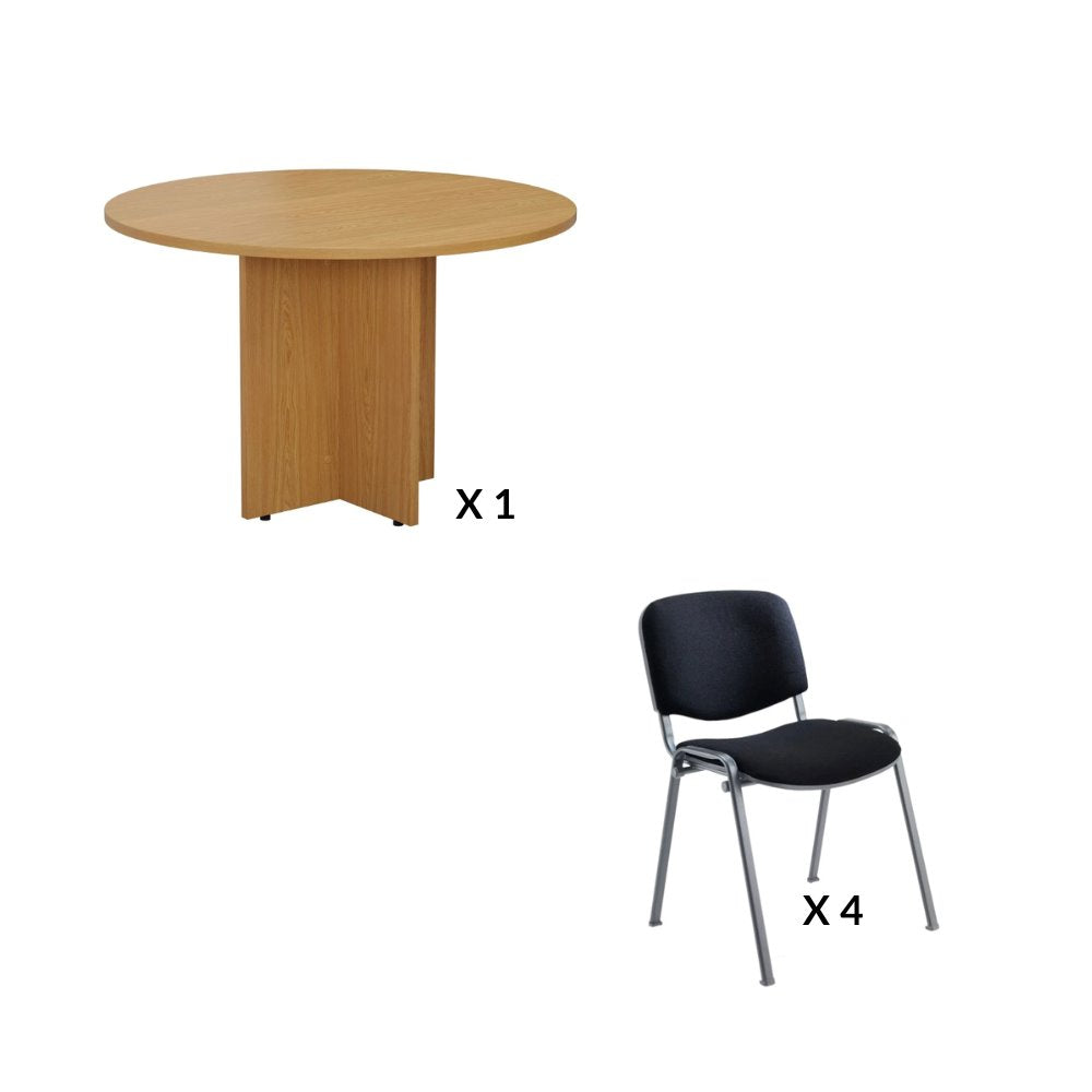 Round Office Meeting Table & Chair Bundle | Office Supermarket